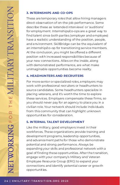 Military Transition Networking book